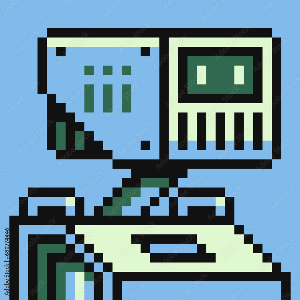 Robot head pixel art cartoon character avatar profile picture ...