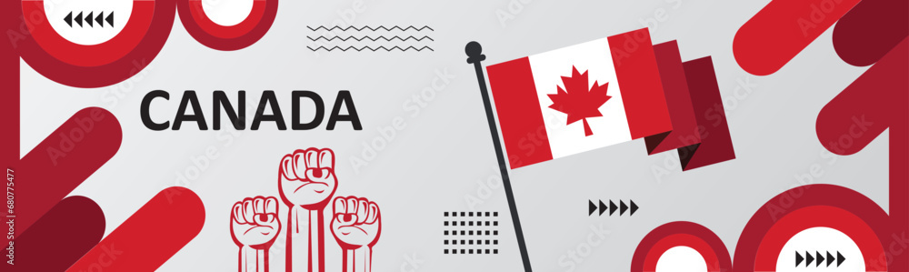 Canada national day banner with Canadian flag colors background ...