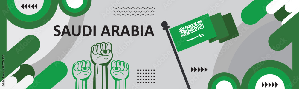 Saudi Arabia national day banner with Saudi flag colors,independence ...