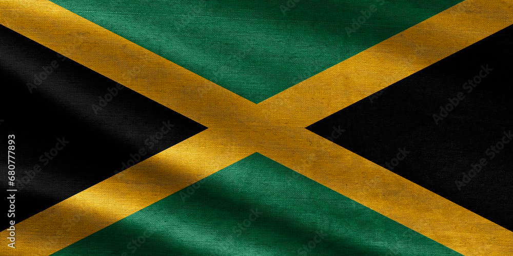Close up waving flag of Jamaica. flag symbols of Jamaica. Jamaica flag ...