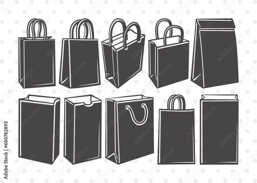 Paper Bag Outline SVG Cut File | Paper Bag Svg | Bag Svg | Hand Bag Svg ...