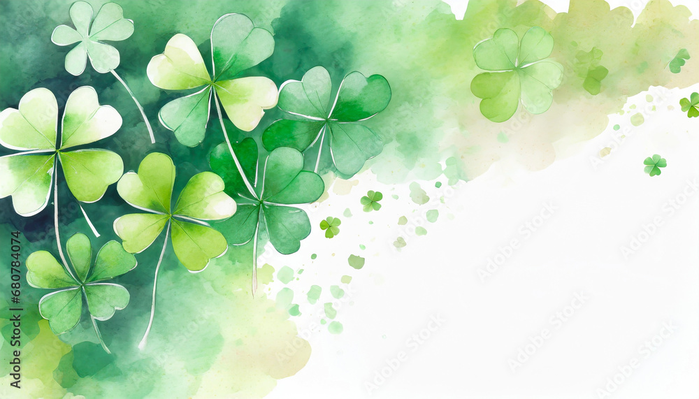 Shamrock lucky four leaf clover design for St Patrick's Day watercolor ...