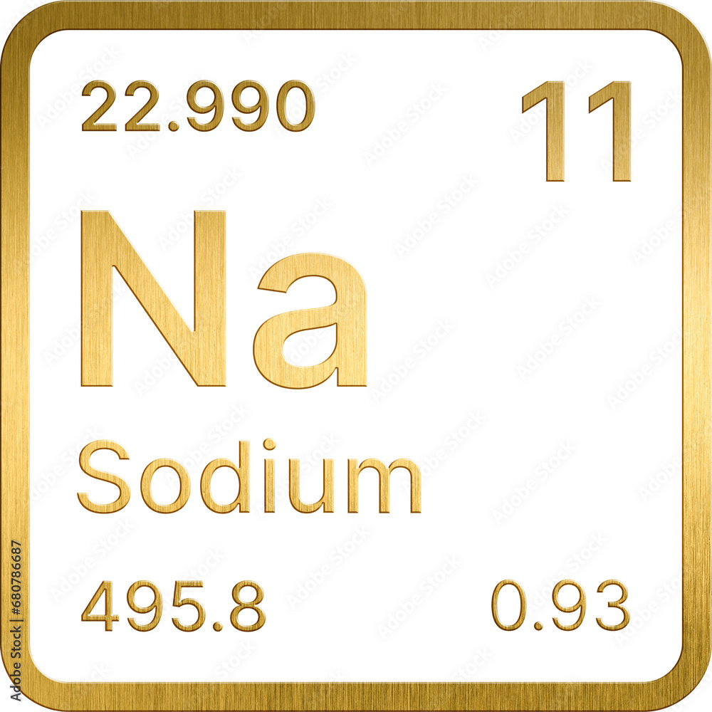 Golden 11. Sodium (Na) Periodic table of the chemical elements Stock ...