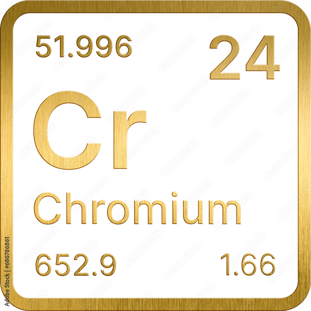 Golden 24. Chromium (Cr) Periodic table of the chemical elements Stock ...