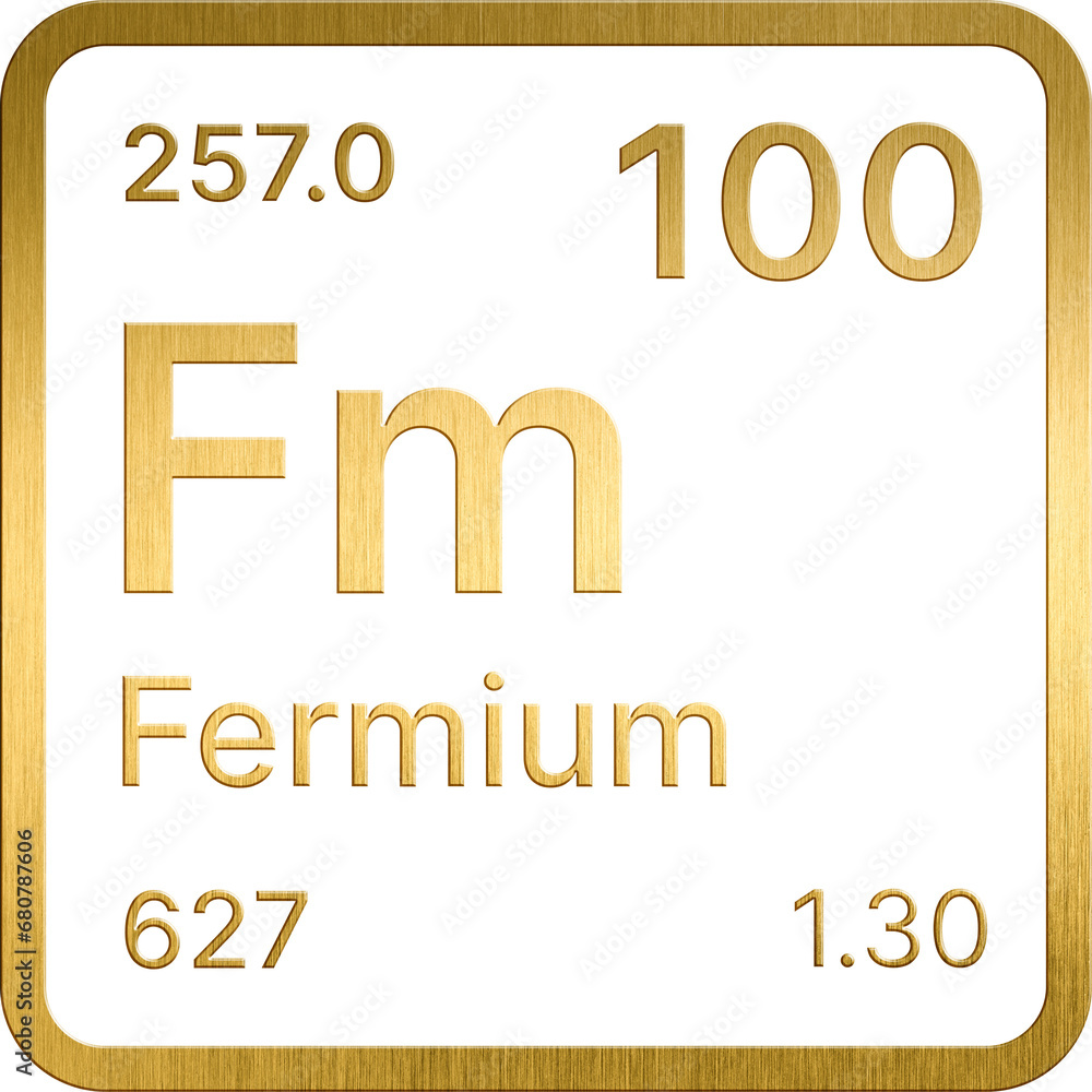 Golden 100. Fermium (Fm) Periodic table of the chemical elements Stock ...
