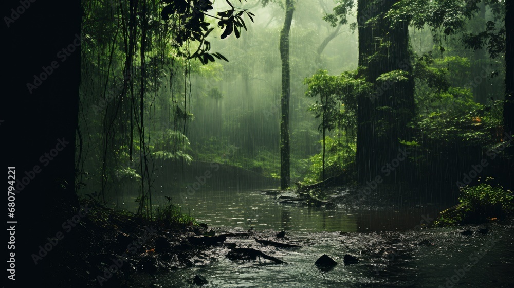Rain Heavy Park Raining Forest Woods , Wallpaper Pictures, Background ...