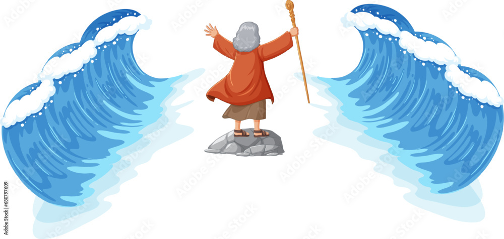 Moses Parting the Red Sea: A Religious Bible Story Stock Vector | Adobe ...