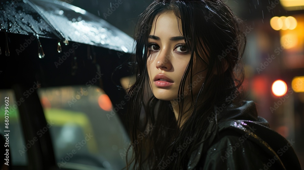 Asian Woman Driving Alone Night Raining , Wallpaper Pictures ...