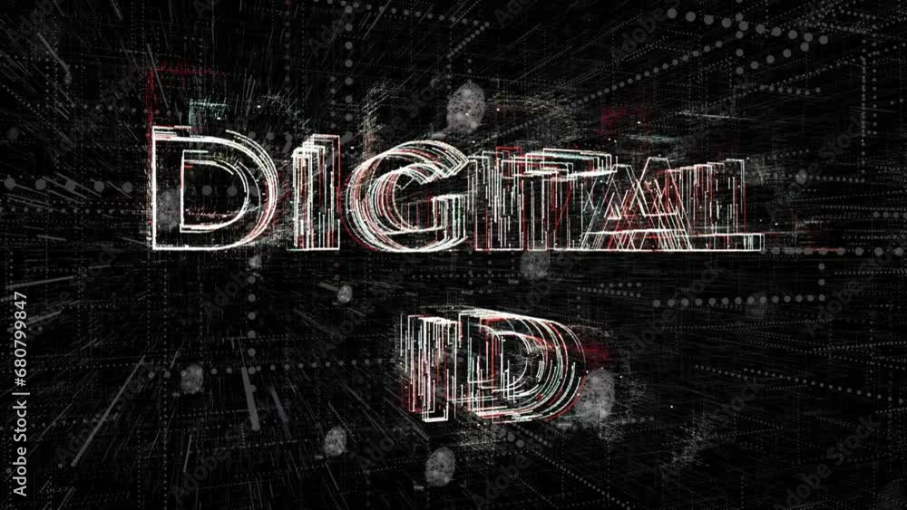 Digital id logo with black background and human fingerprint, electronic ...