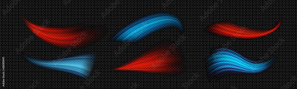 Cold and hot air flow effects set isolated on transparent background ...