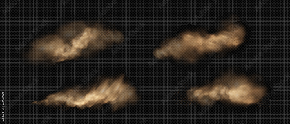 Dust clouds set isolated on transparent background. Vector realistic ...