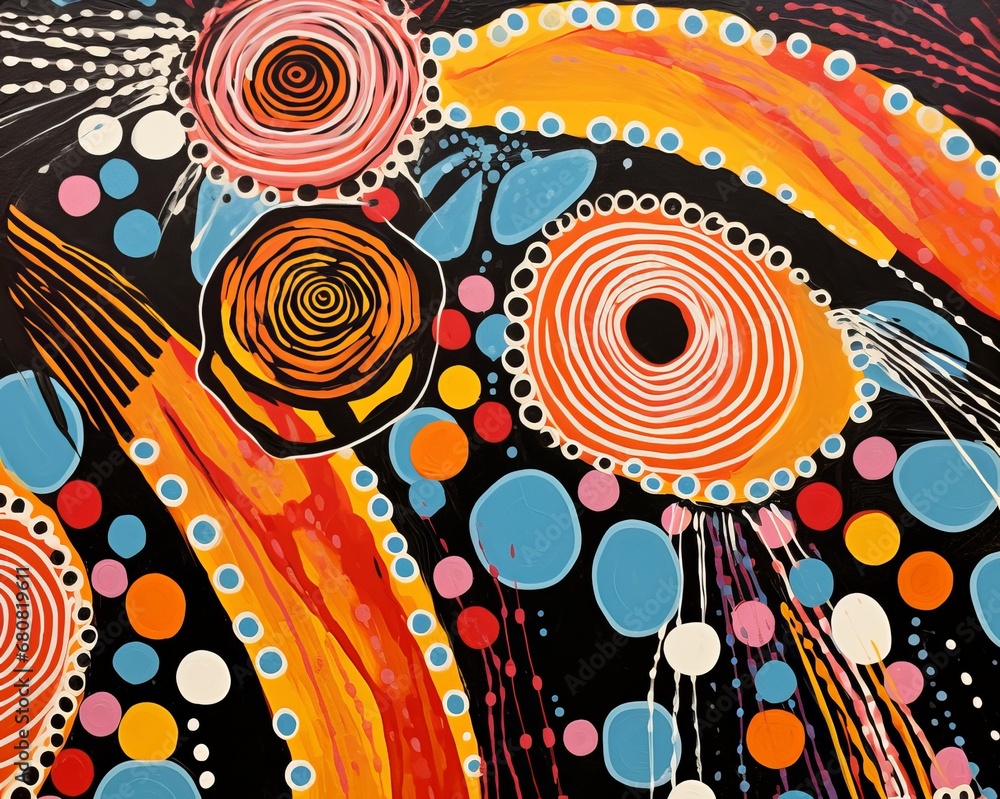 Abstract theme of Australian Indigenous Aboriginal art. Cultural, traditional art concept ...