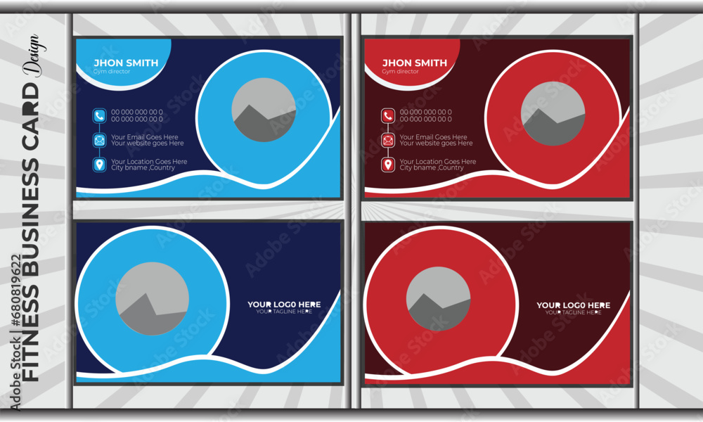 Vetor de Gym and Fitness Business Card Design Template. Professional ...