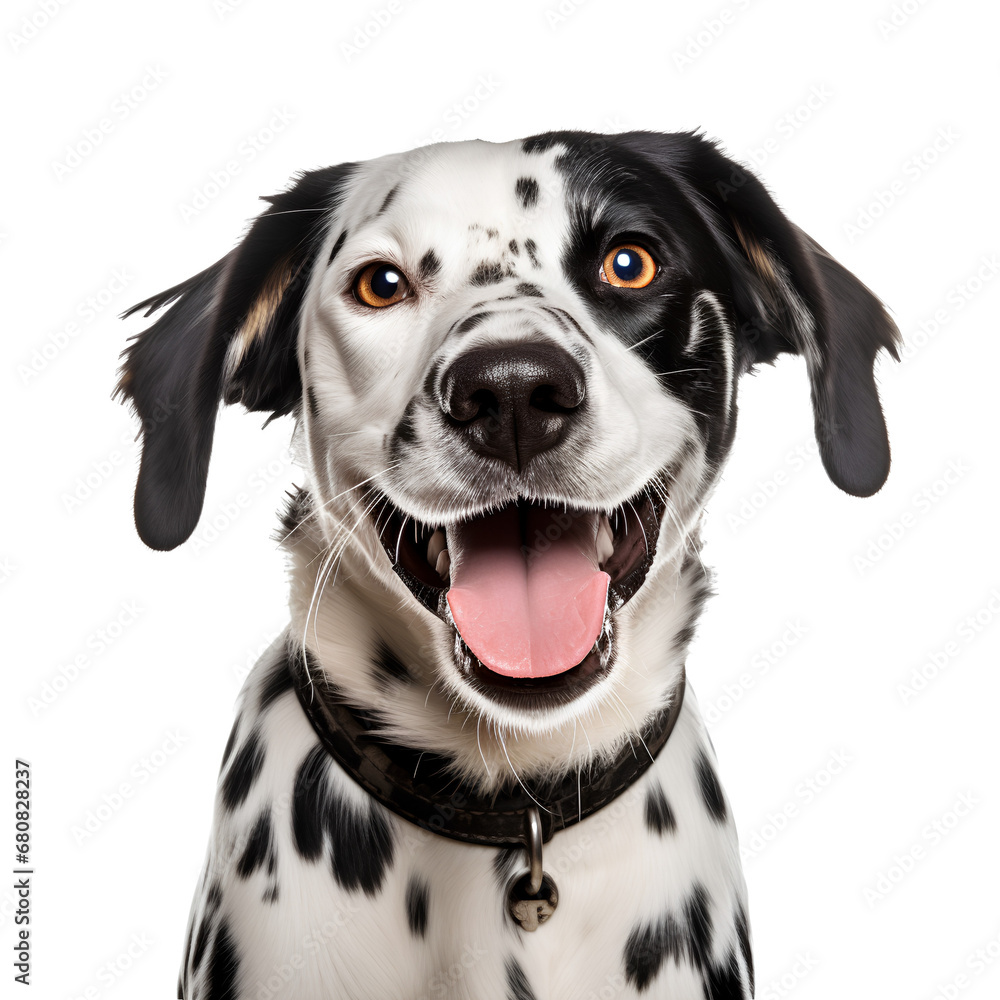 Spotted dog smiling happily on transparent background PNG Stock Photo ...