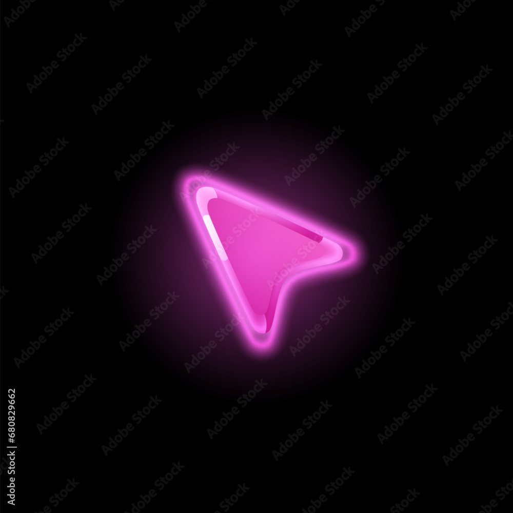 Vetor de Glowing glassy arrow button, cursor game, pink sign indicating ...