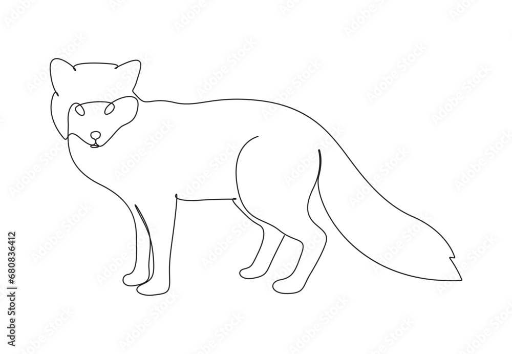 Continuous single line drawing of fox. Isolated on white background ...