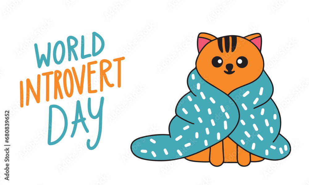 World Introvert Day Text Banner Handwriting World Introvert Day Lettering Banner Text Holiday