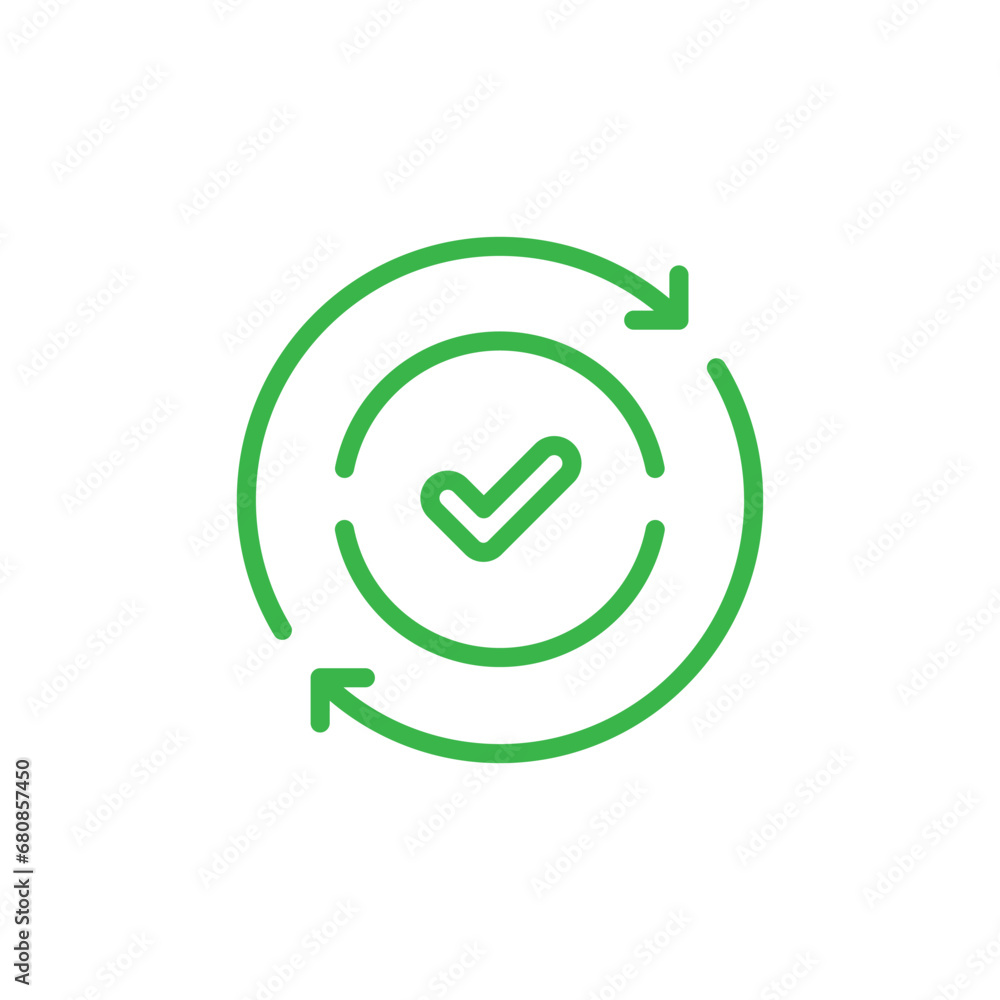 round convenient green line art icon like easy pay or update. concept ...