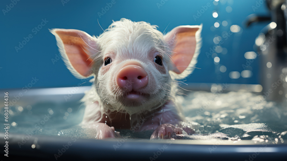 pig taking a bath in a bathtub Stock Illustration | Adobe Stock