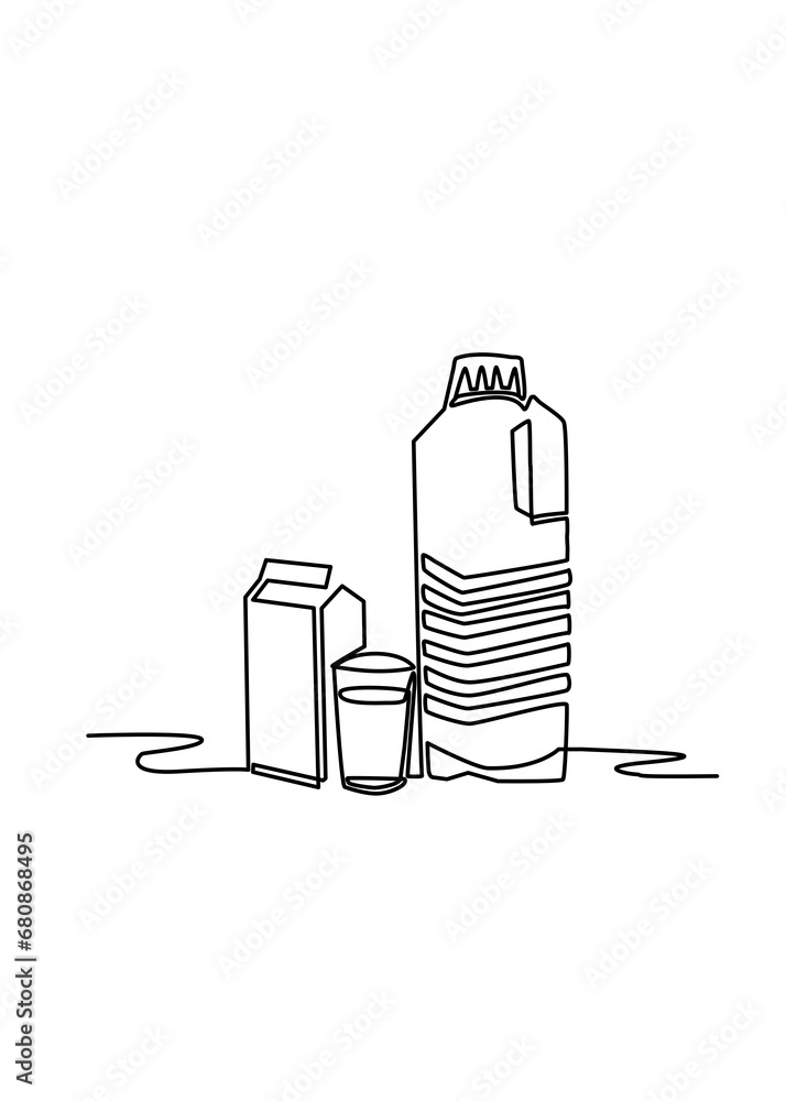 One Line Art Drawing of Milk Stock Illustration | Adobe Stock