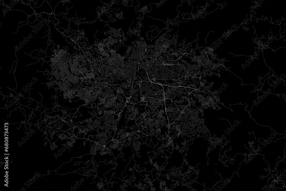 Stylized map of the streets of Tegucigalpa (Honduras) made with white ...