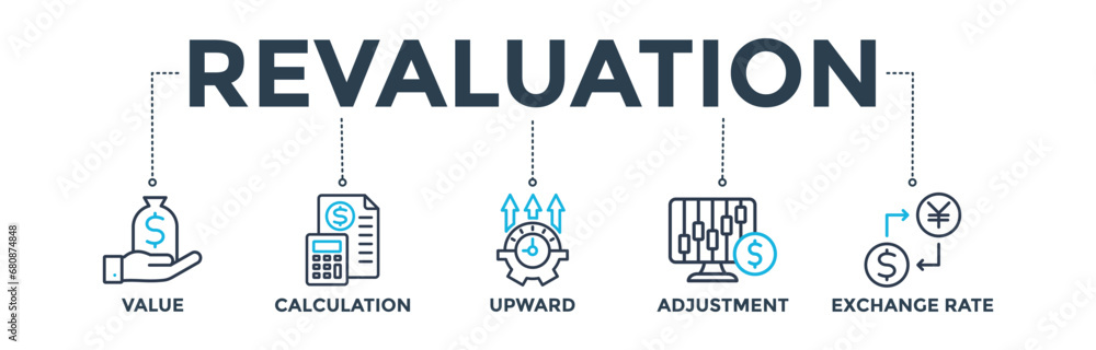 Revaluation banner web icon vector illustration concept with icon of ...