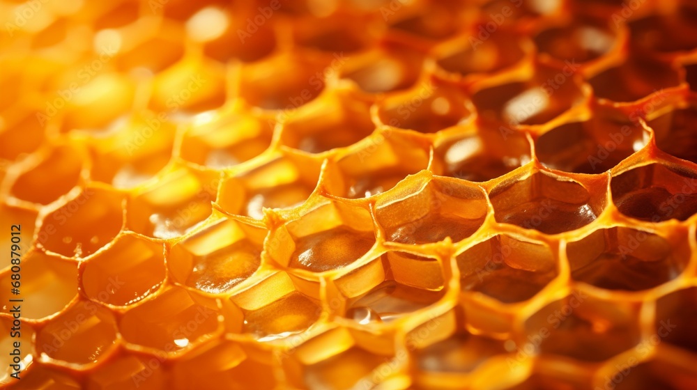 AI generated illustration of a honeycomb surface with honey dripping ...