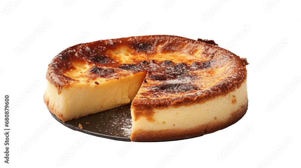 Basque Burnt Cheesecake on white isolated on clear png background and ...