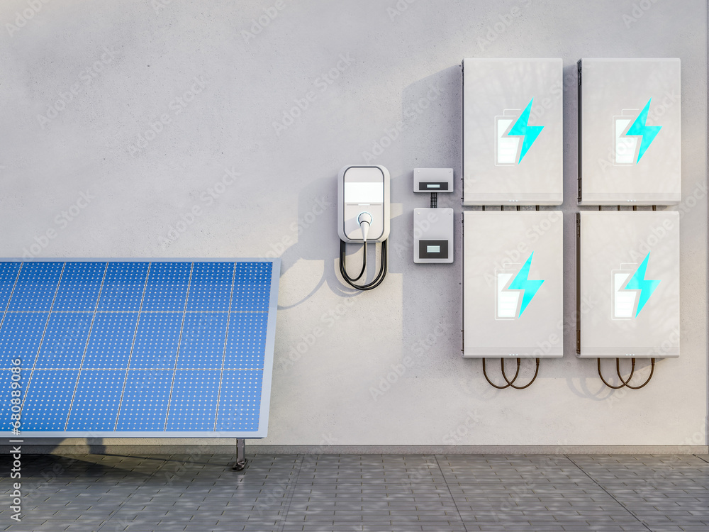 Poster Solar panel generate electricity for ev charger – Wall Art ...