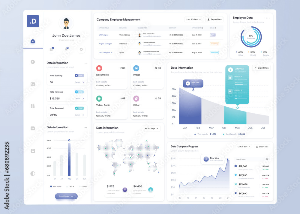 UI UX Infographic dashboard. UI design with graphs, charts and diagrams ...