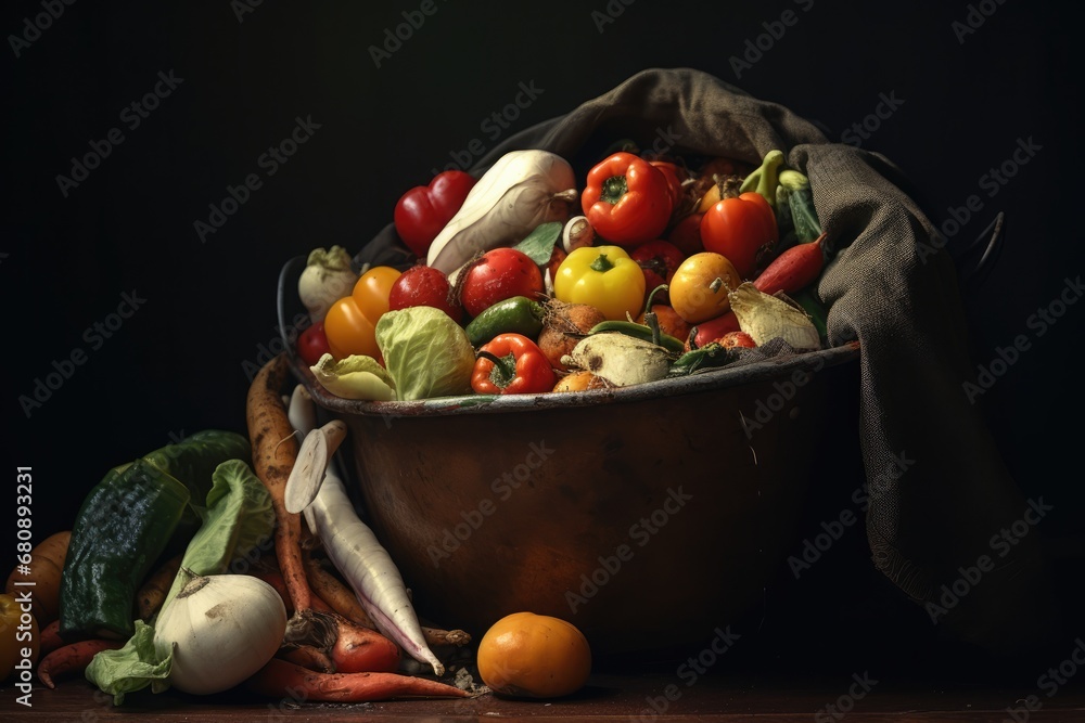 Disposal Of Unused, Rotten Vegetables In The Trash. Сoncept Food Waste ...