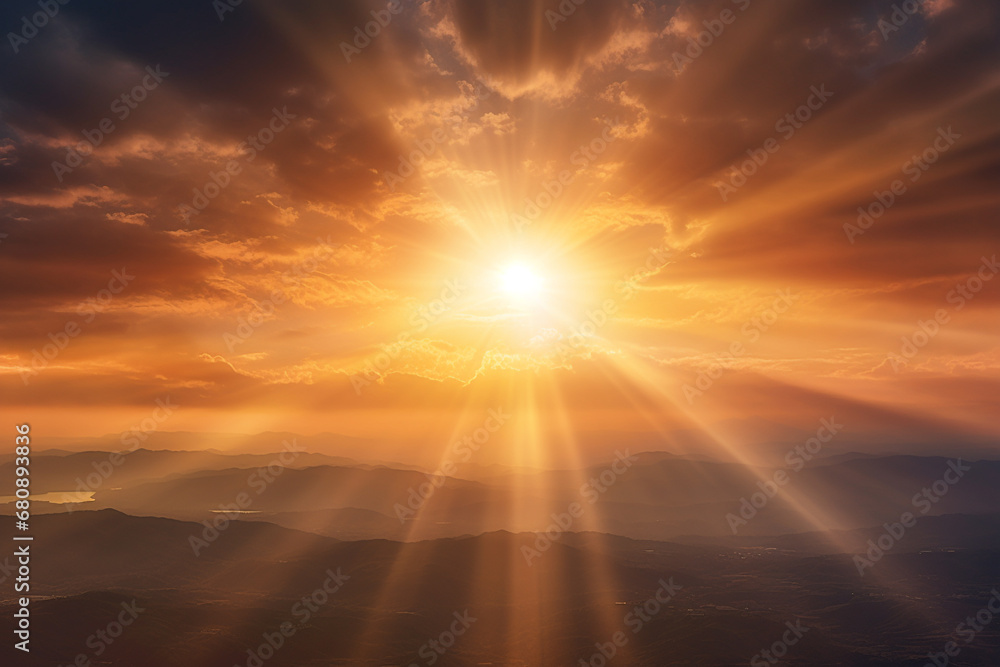 Behold, celestial masterpiece capturing resplendent radiance of sun, as ...