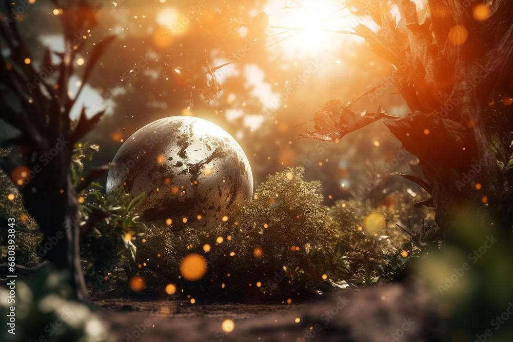 Behold, celestial masterpiece capturing resplendent radiance of sun, as ...