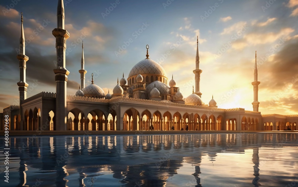 Realistic photo of a mosque with magnificent ancient Islamic ...
