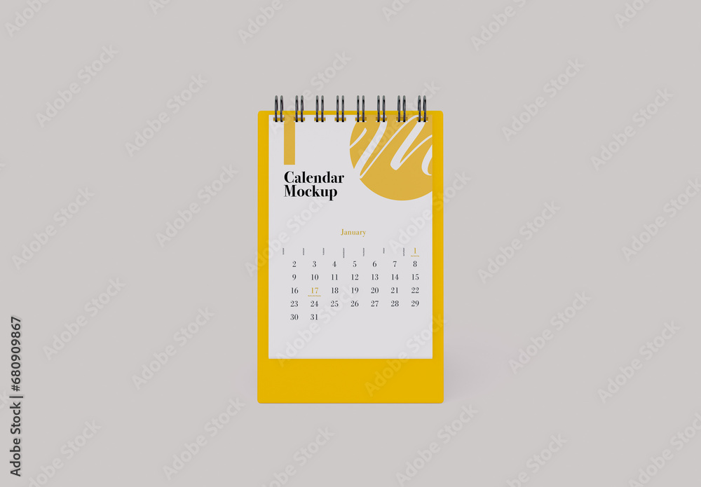 Frontal View Desktop Calendar Mockup Stock Template | Adobe Stock