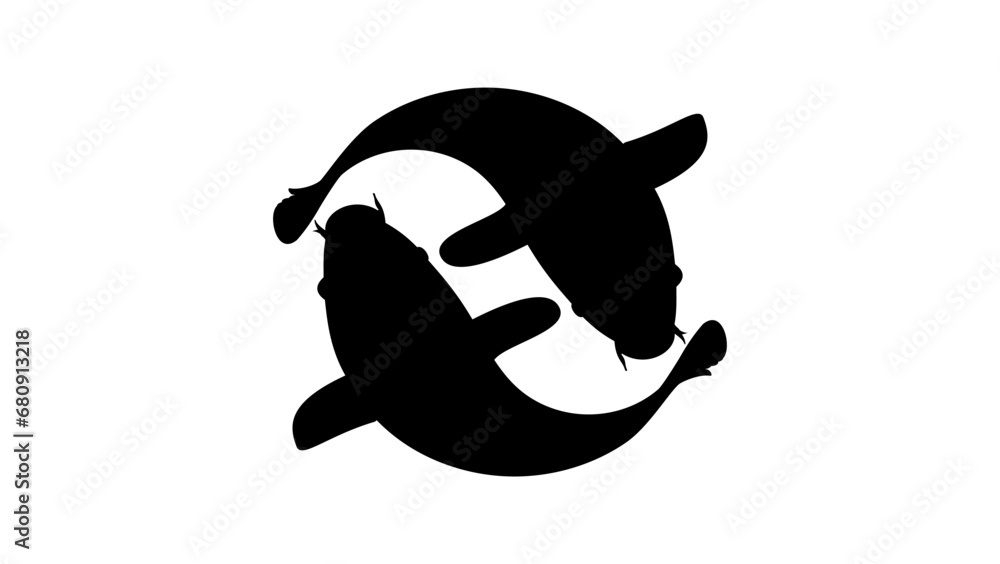 Double Fish Logo, two fish which stands for happiness, harmony, wealth ...