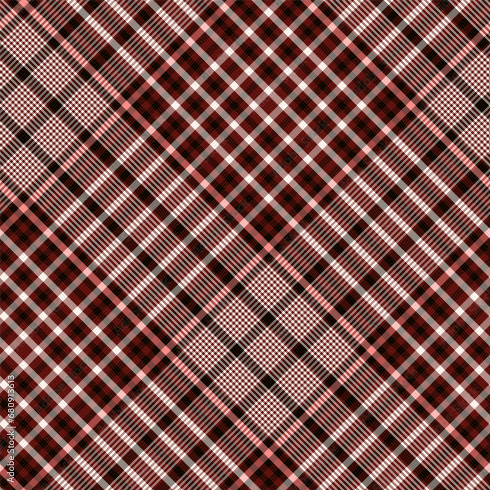 Check Plaid Seamless, Diagonal Gingham in Black, White, Maroon Colorful ...