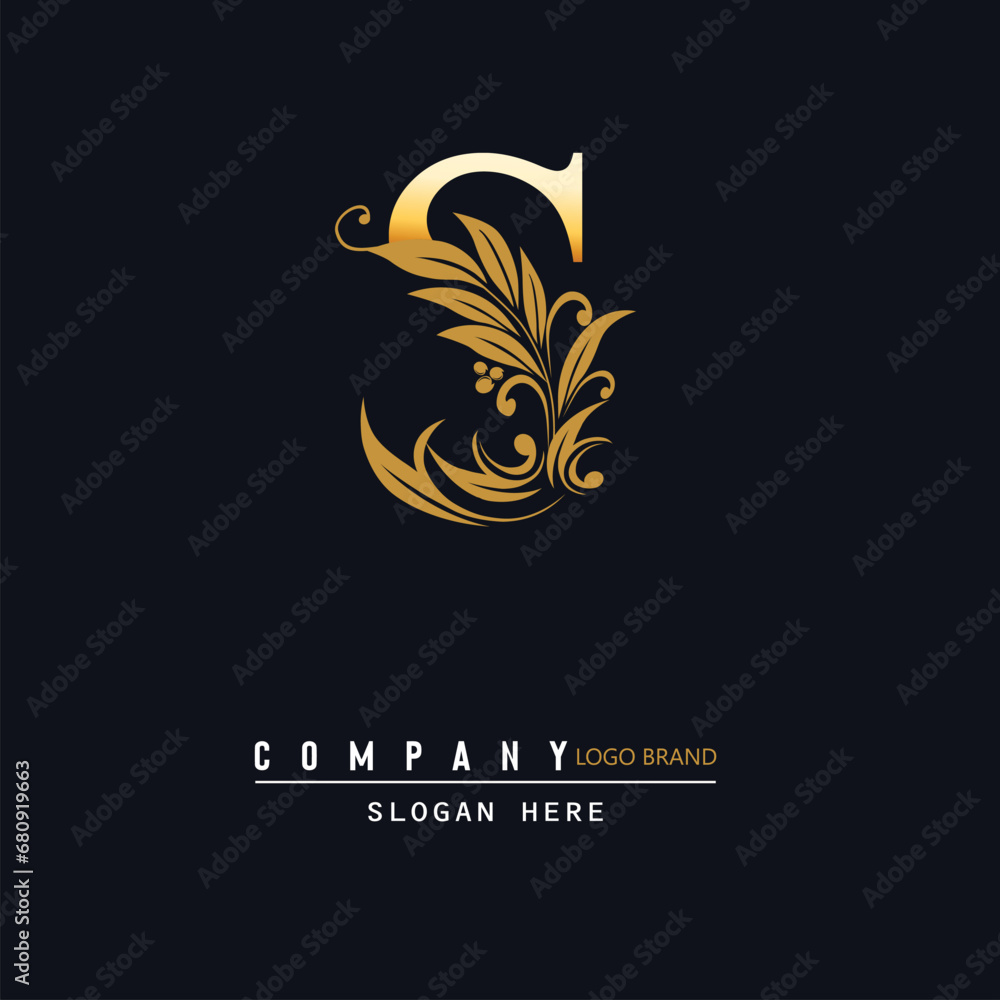 hand drawn S letters Logo, letter S logo design in leaf shape, letter S ...