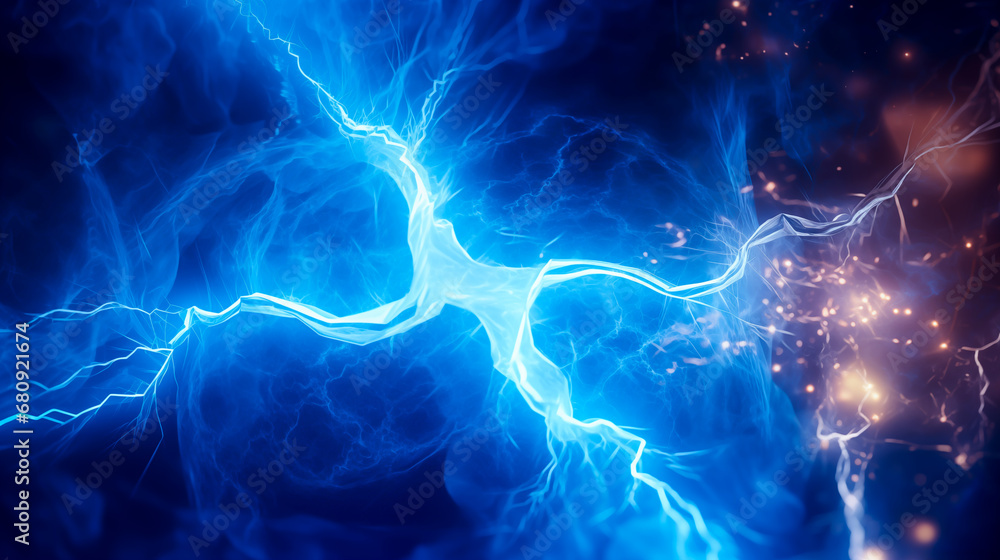 Electric blue energy sparks in a powerful display of electricity. Stock ...