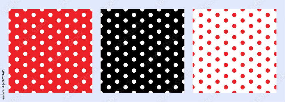 Repeating Pattern Tile in Red, Black and White Polka Dots. Vector ...