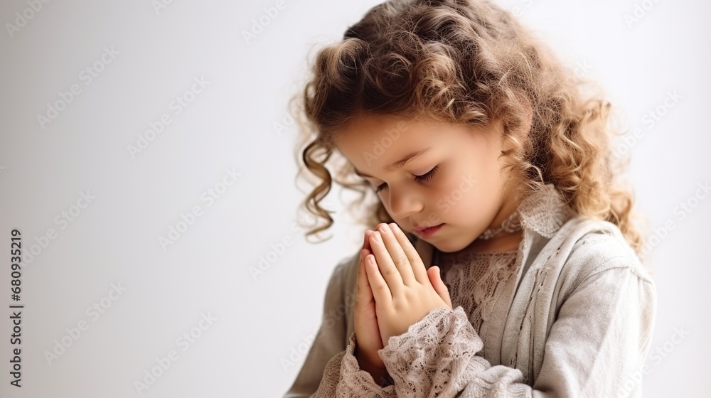 Hopeful Child Praying: Emotional Image on whiteBackground Stock Photo ...