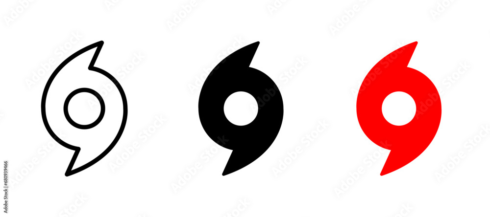 Hurricane icon set. Tornado warning symbol. Whirlwind cyclone icon ...