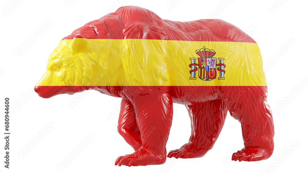 A bear with Spain flag on transparent background representing Spain ...