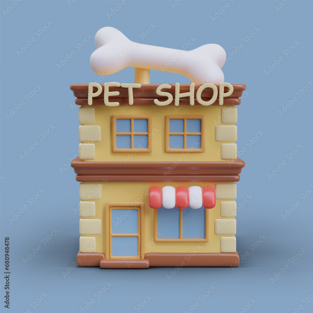 Pet store in cartoon style. Purchase of food, medicines and various ...