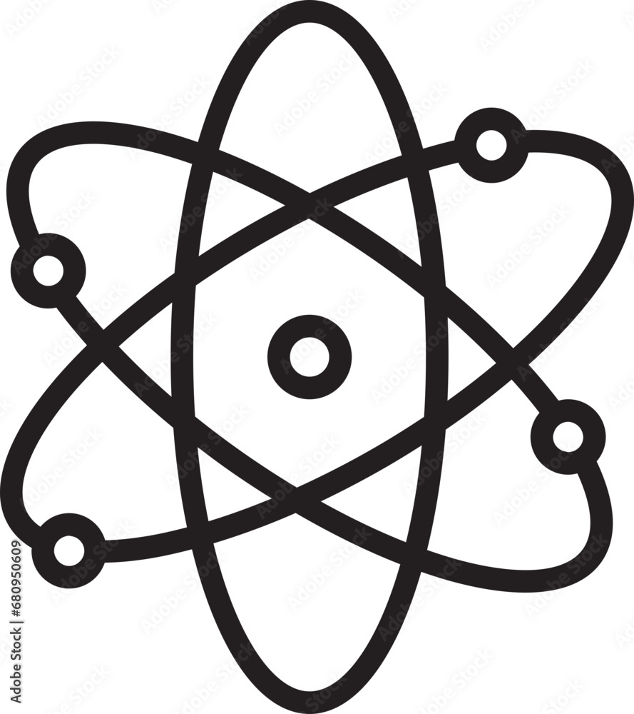 Atom icon. Molecule nucleus science vector symbol. physics nuclear ...