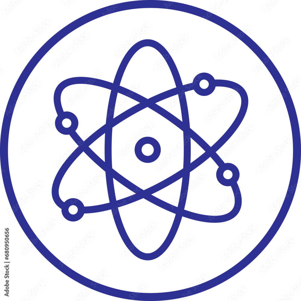 Atom icon. Molecule nucleus science vector symbol. physics nuclear ...