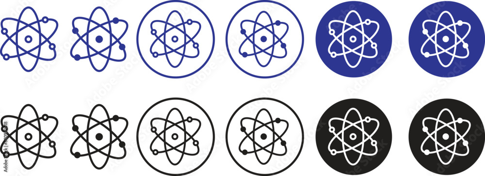 Atom icons Set . Molecule nucleus science vector symbols. physics ...