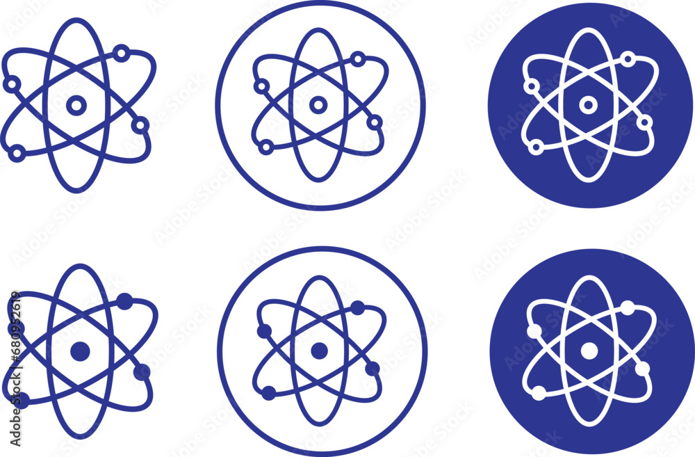 Atom icons Set . Molecule nucleus science vector symbols. physics ...