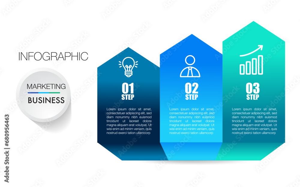 Infographic template 3 step analysis for marketing can apply diagram ...