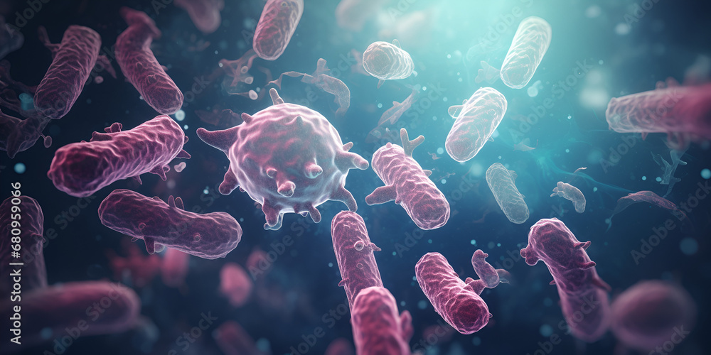 bacteria, benign intestinal bacterial cells, bacteria under a ...